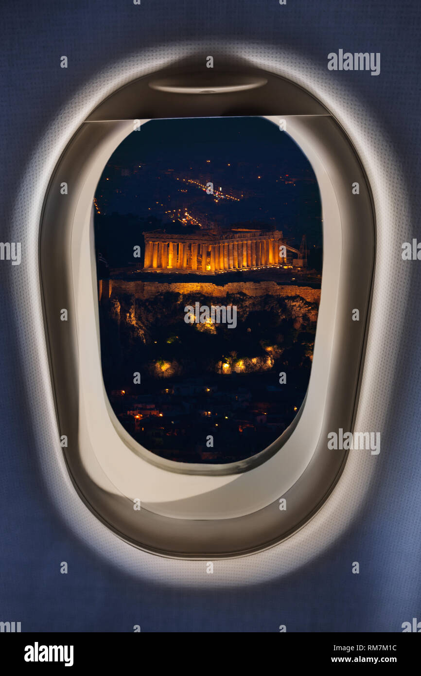 Greece Athens Parthenon view from plane window Stock Photo - Alamy