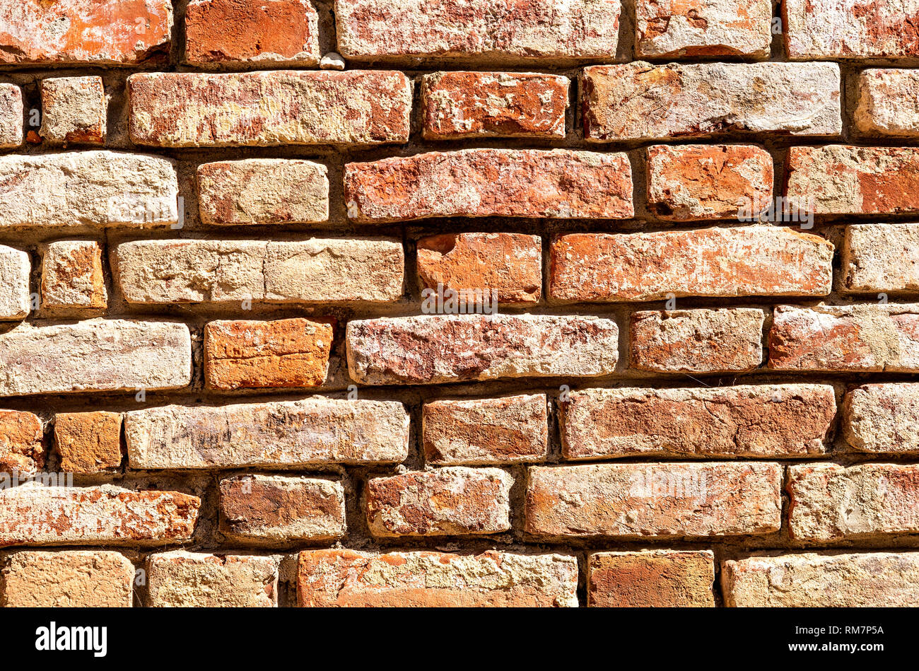 Brick wall as background texture. Grungy bricks masonry Stock Photo - Alamy