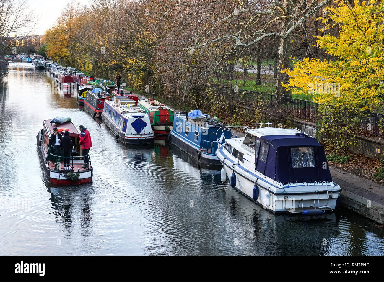 Autumn colours at Regent's Canal near Victoria Park, London England ...