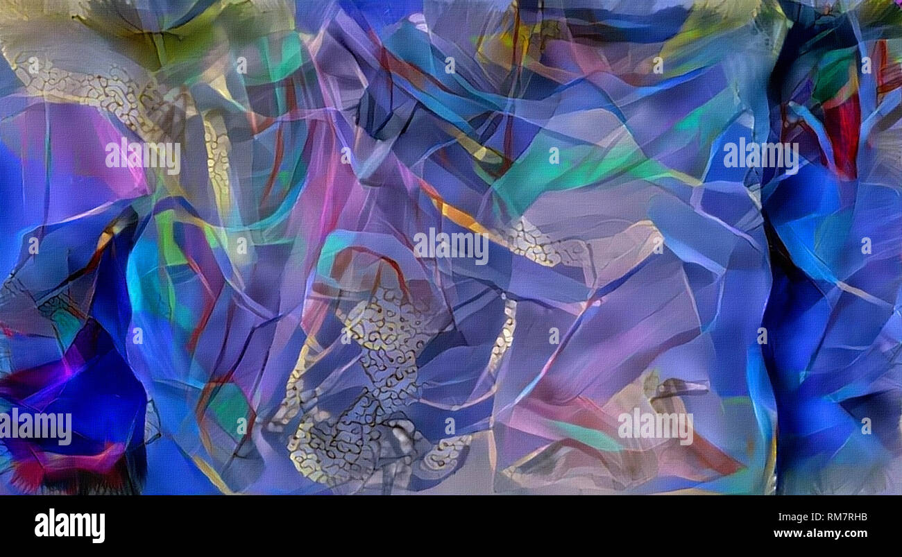 Abstract painting with colorful swirling elements Stock Photo - Alamy