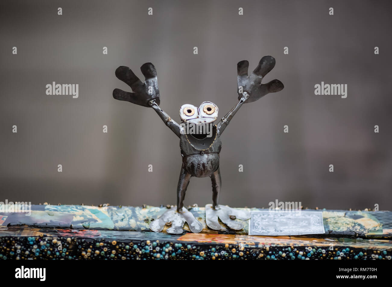 Frog figurine of steel, metal crafts. Frog figurine of steel, metal ...