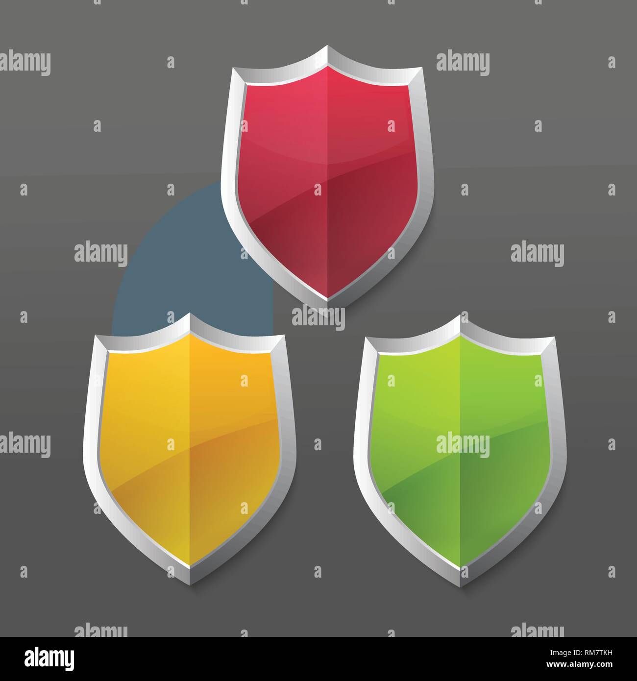 Glossy vector steel shield set. Protection symbol for design Stock ...