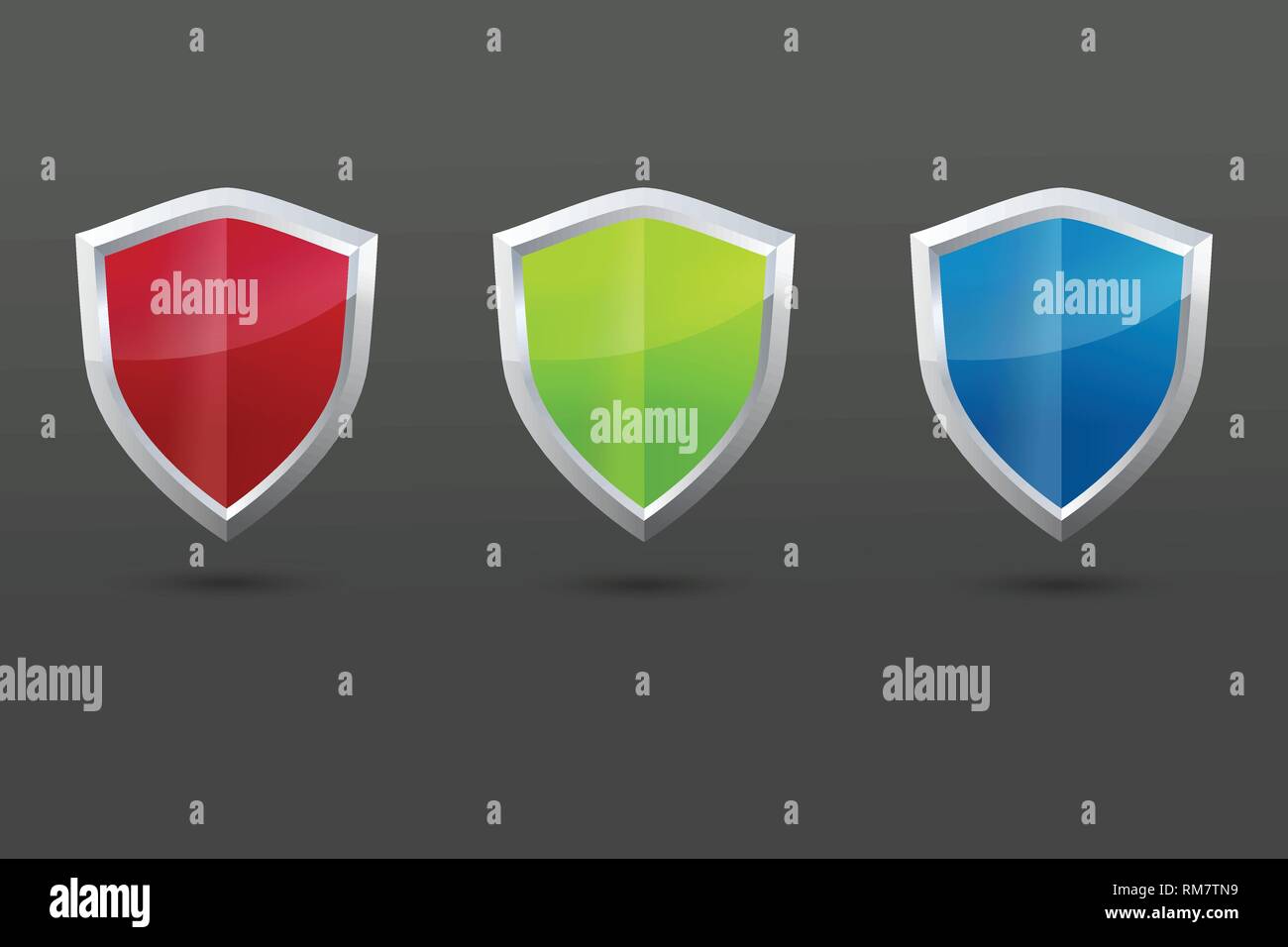 Glossy vector steel shield set. Protection symbol for design Stock ...