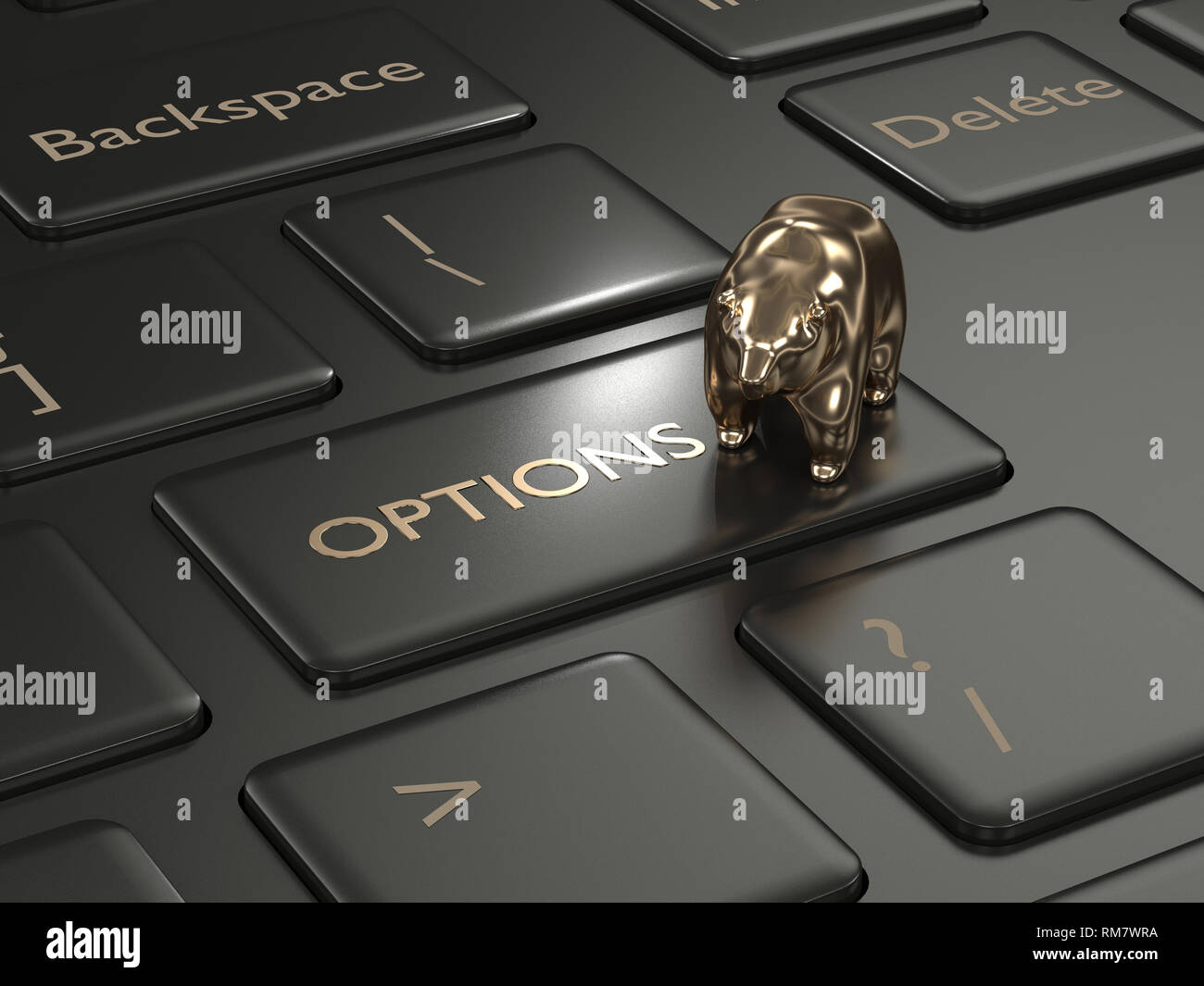 3d render of keyboard with options button and bear. The concept of ...