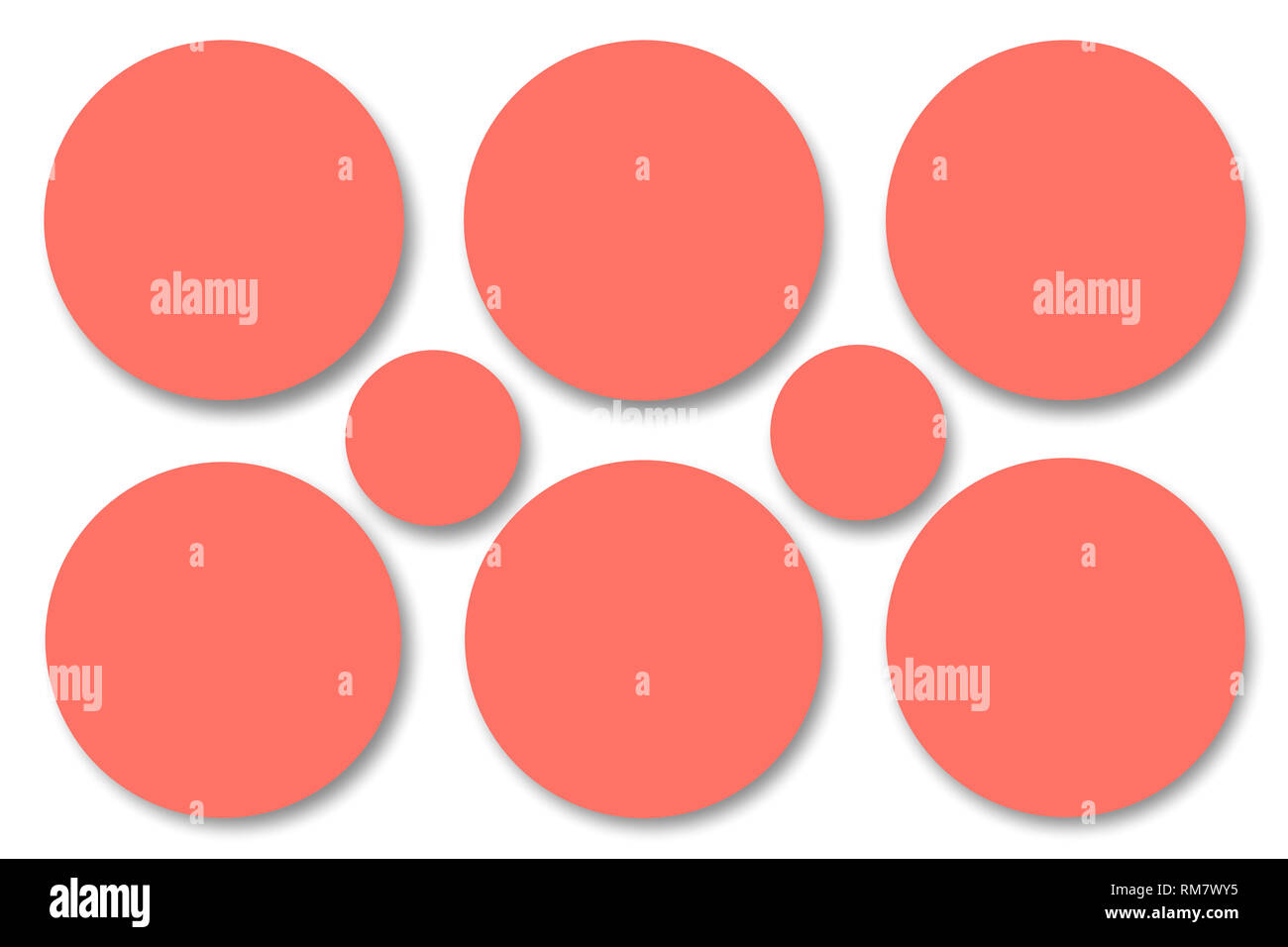 Round buttons in different sizes in trendy color 2019 Living Coral ...