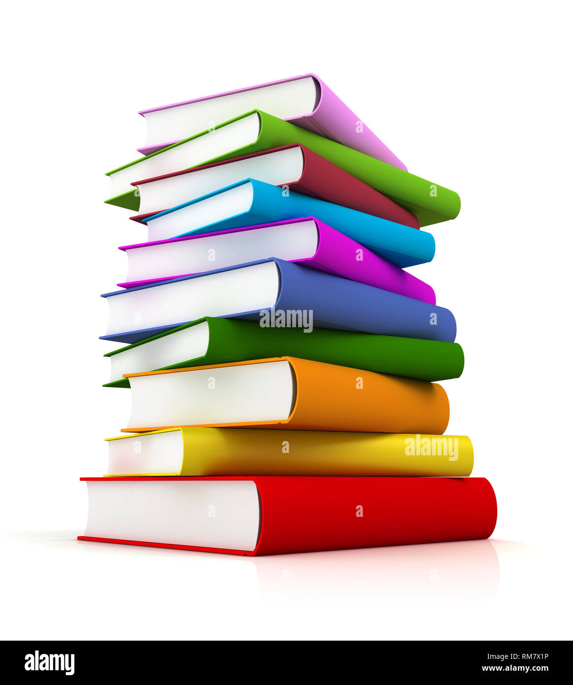 coloured books 3d illustration on white background Stock Photo - Alamy