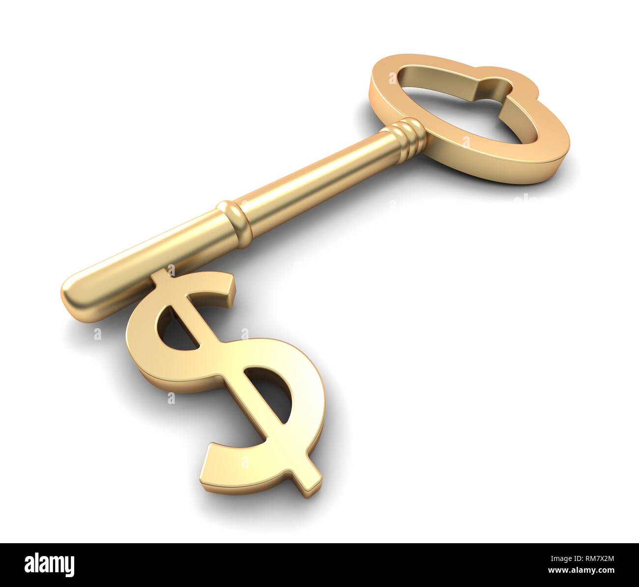 dollar key 3d illustration isolated on white background Stock Photo - Alamy