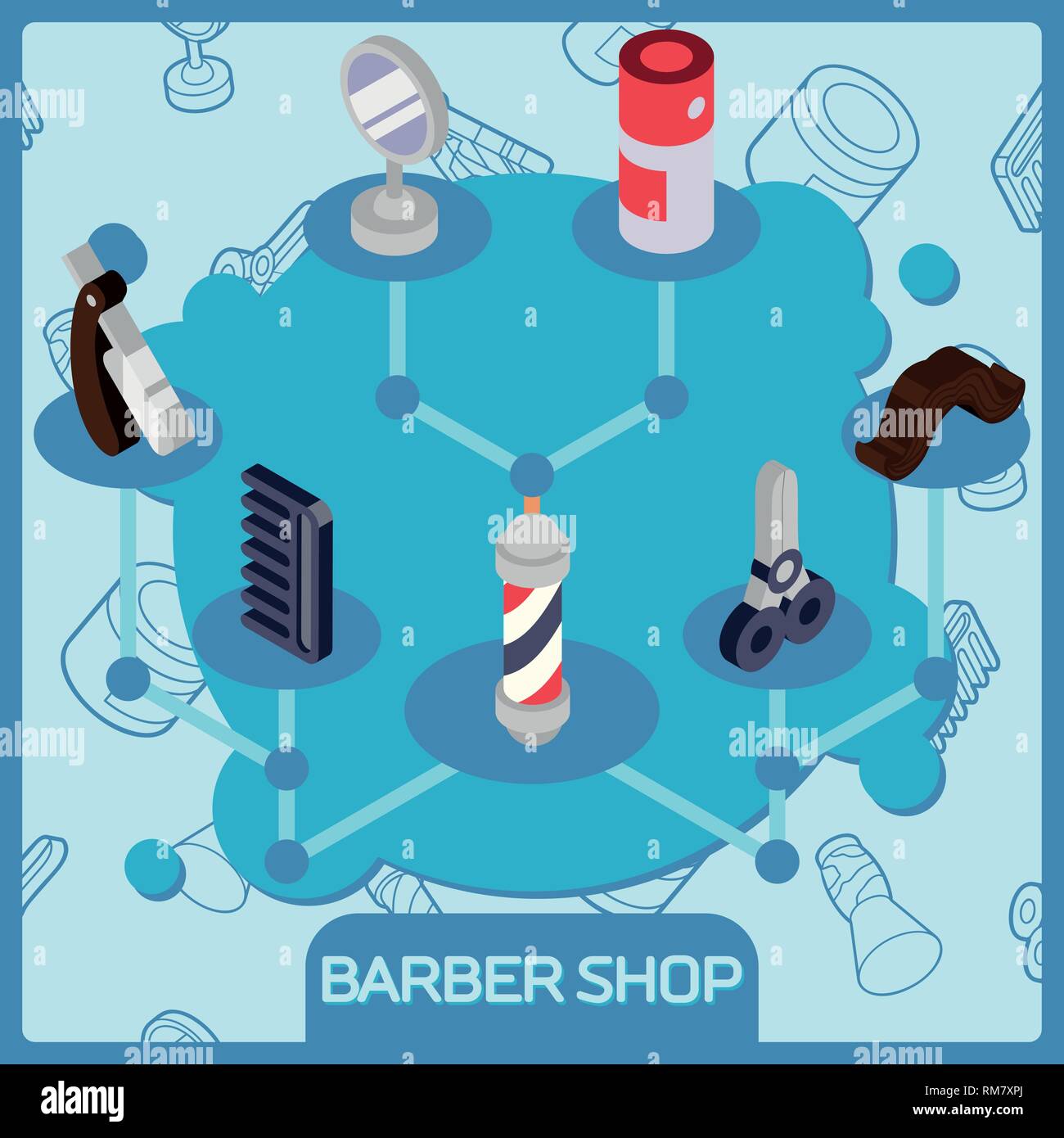 Barber shop isometric concept. Hipster hair salon design. Vector illustration, EPS 10 Stock ...