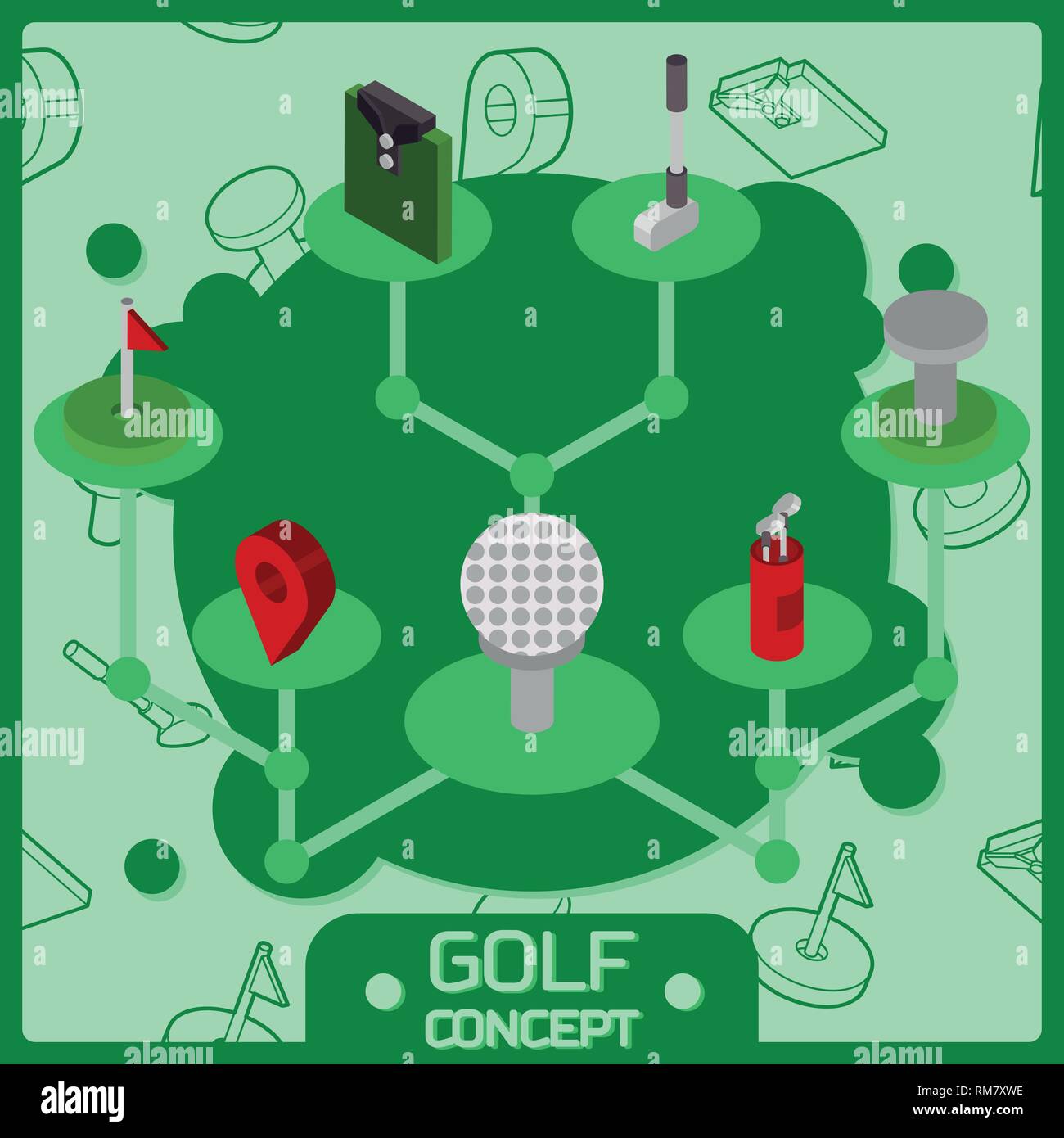 Golf Color Isometric Concept Icons Vector Illustration Eps 10 Stock