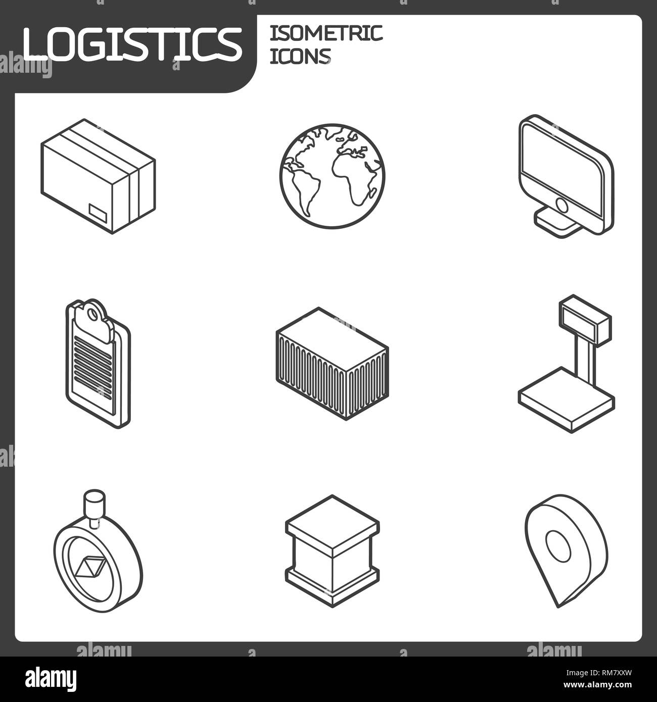 Logistics outline isometric icons. Vector illustration, EPS 10 Stock ...