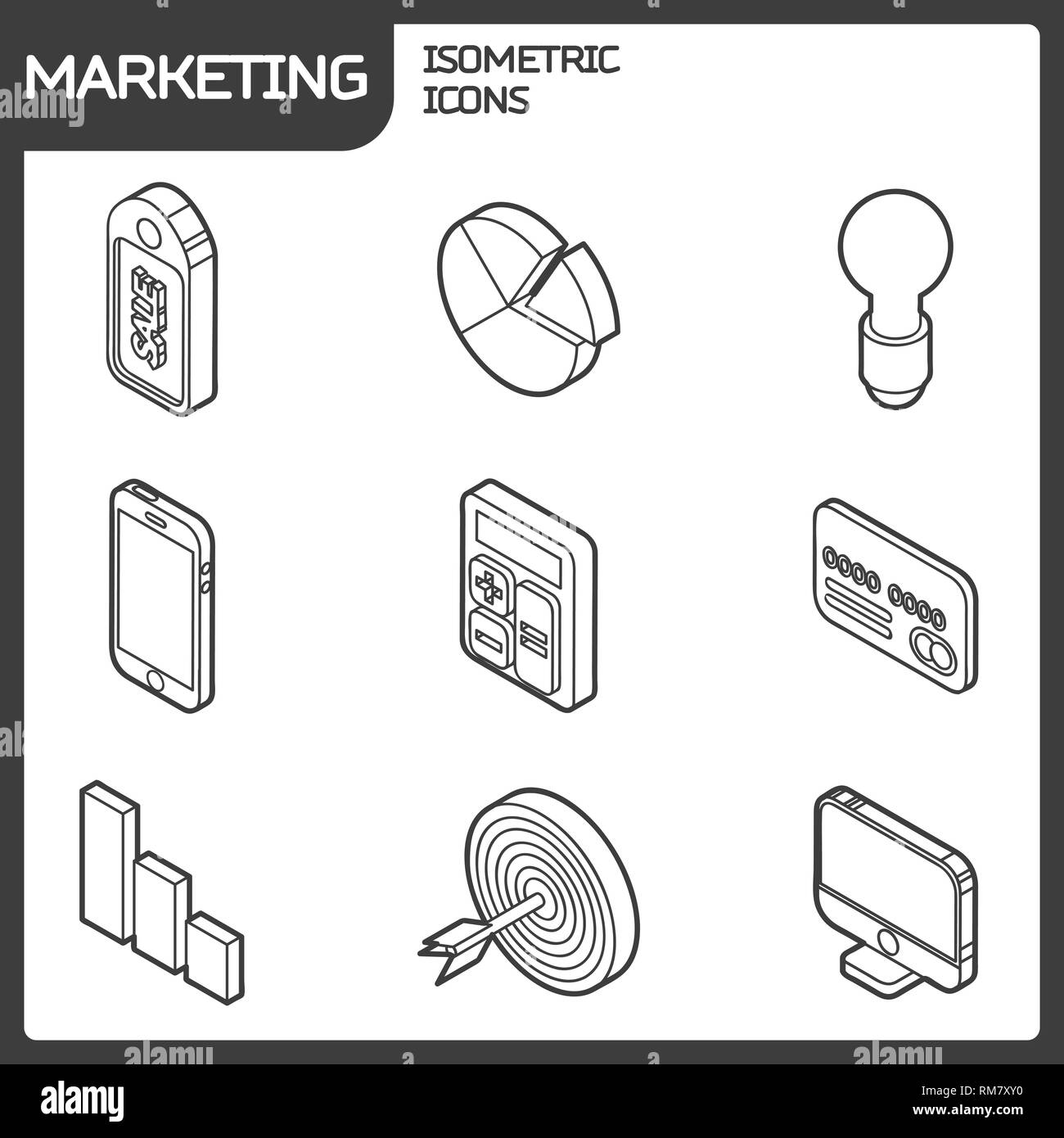 Isometric 3d icons business Black and White Stock Photos & Images - Alamy