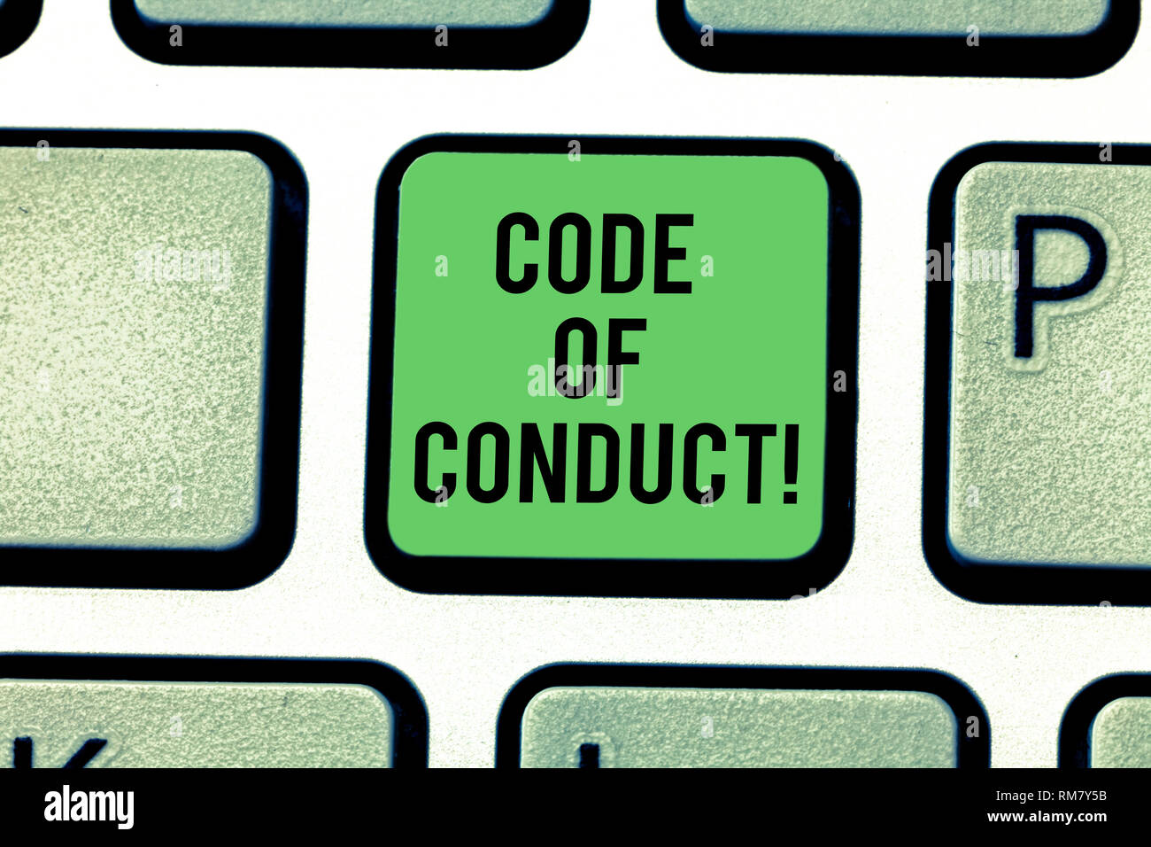 Handwriting text Code Of Conduct. Concept meaning Ethics rules moral ...