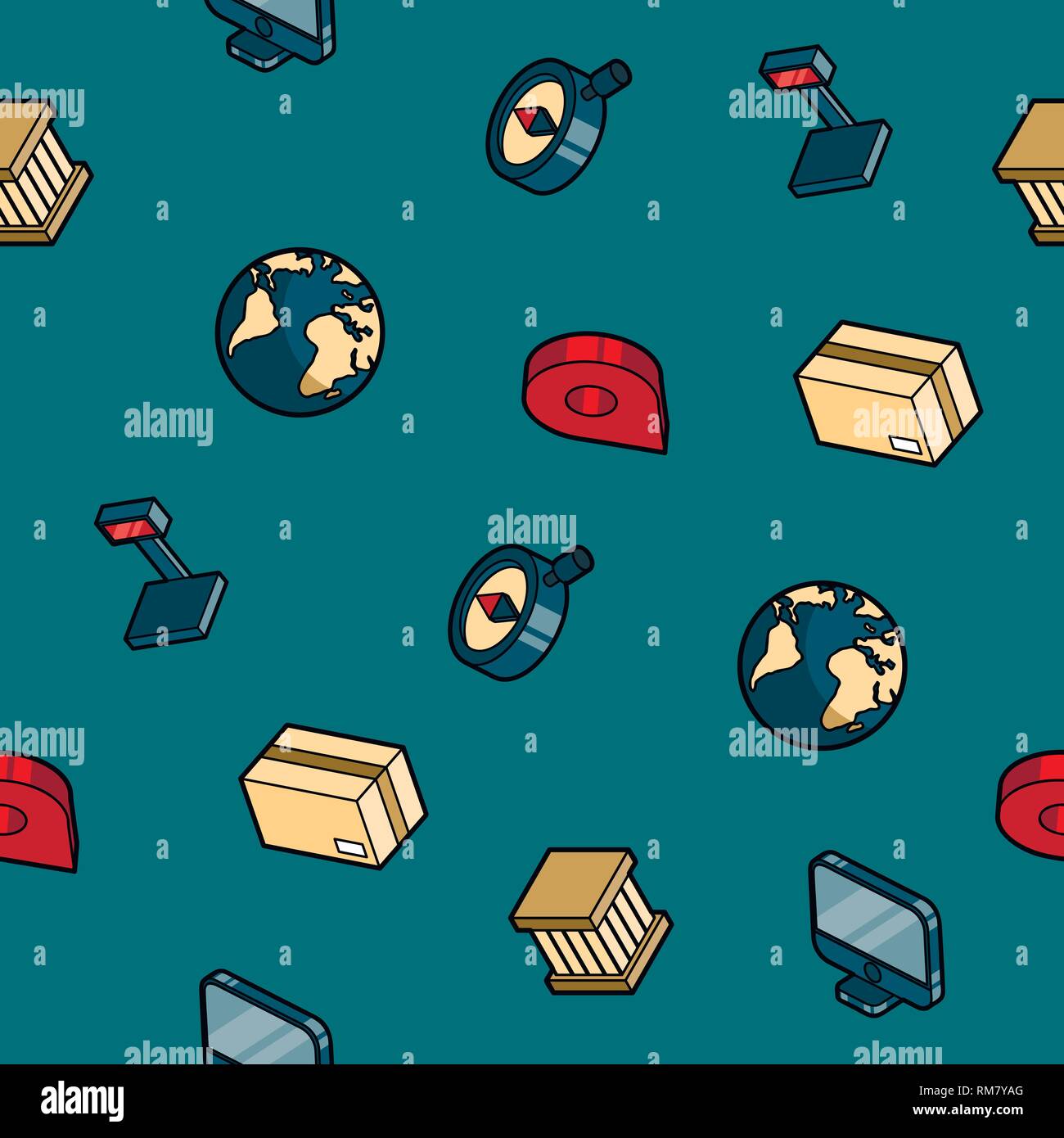 Logistics color outline isometric pattern. Vector illustration, EPS 10 ...