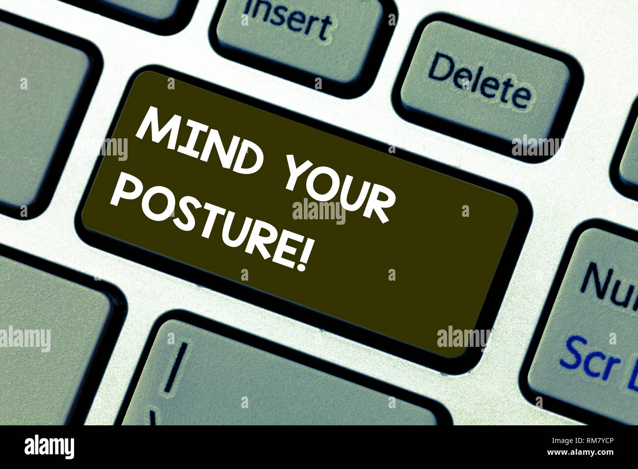 Conceptual hand writing showing Mind Your Posture. Business photo ...
