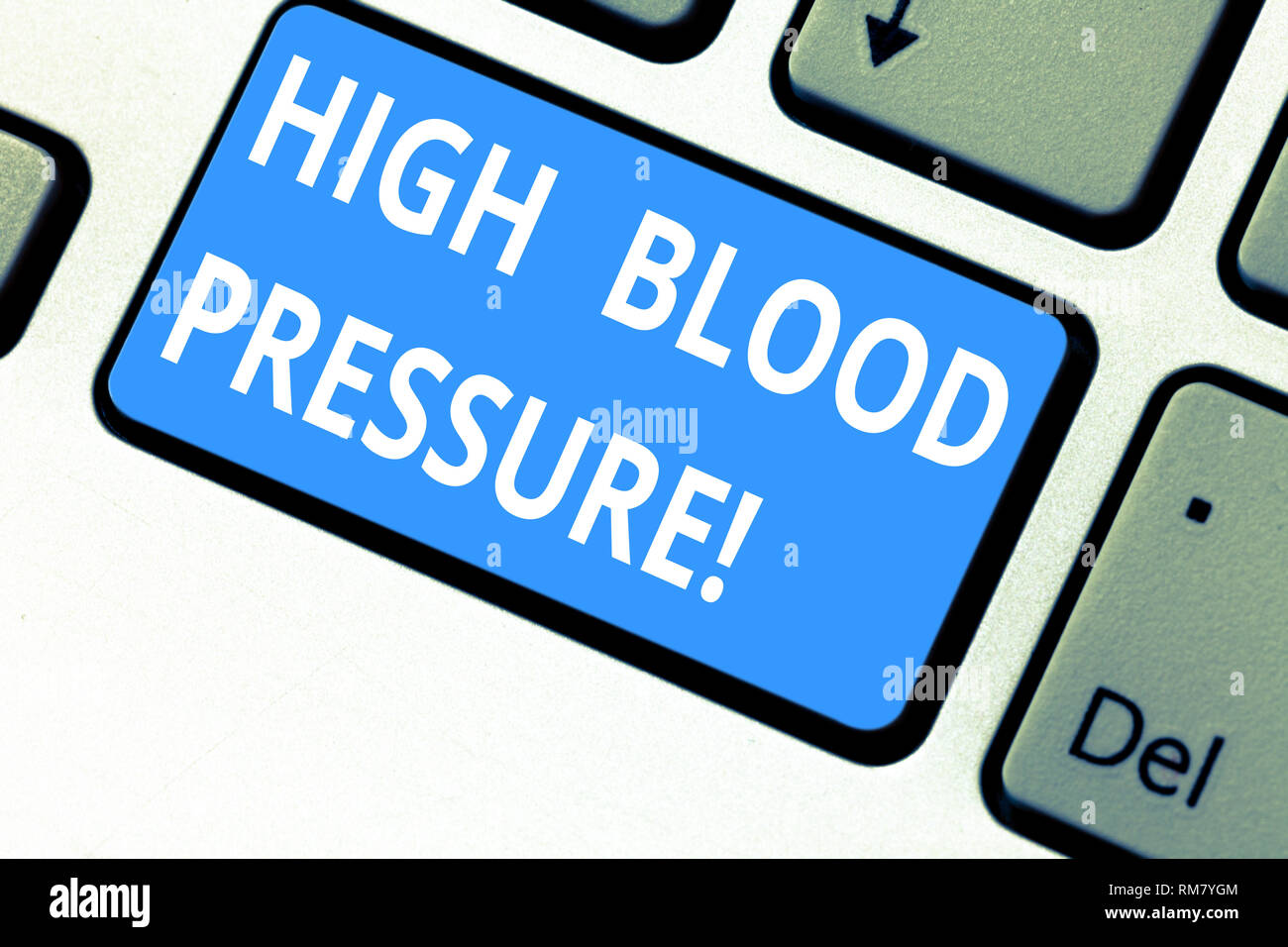 Text sign showing High Blood Pressure. Conceptual photo force pushing ...