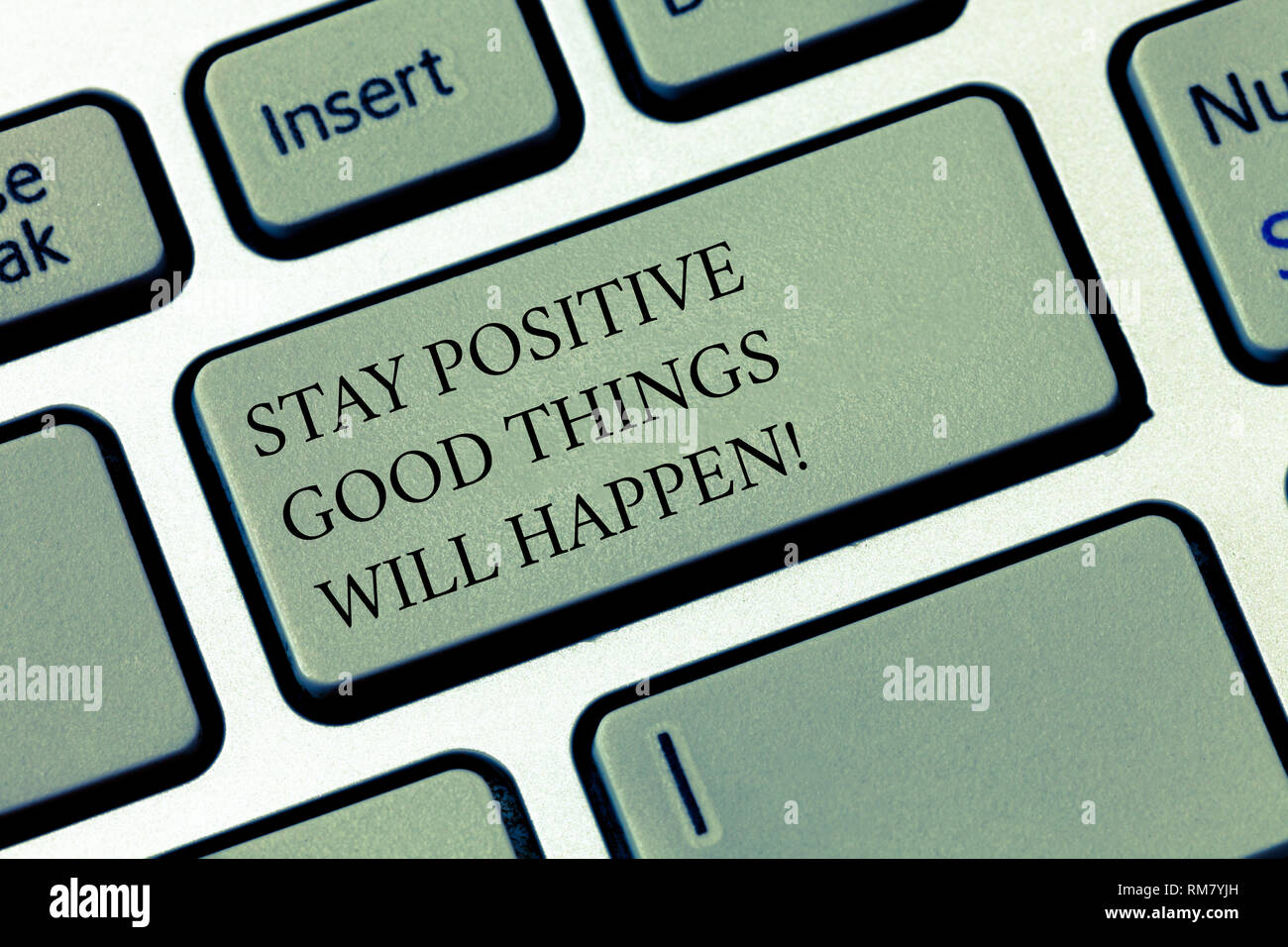 Writing note showing Stay Positive Good Things Will Happen. Business ...