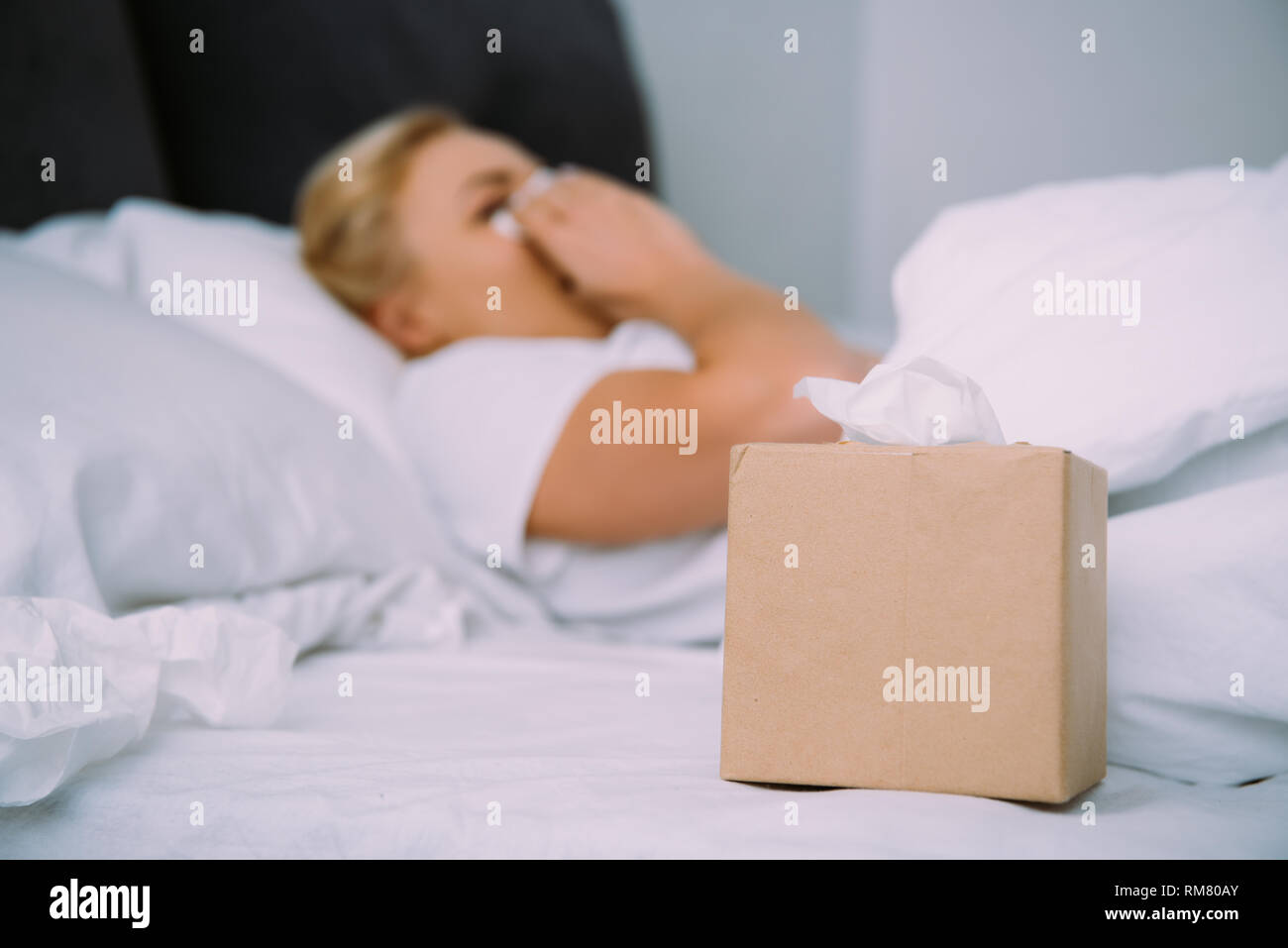 Woman Crying Wiping Tears Tissue High Resolution Stock Photography and ...