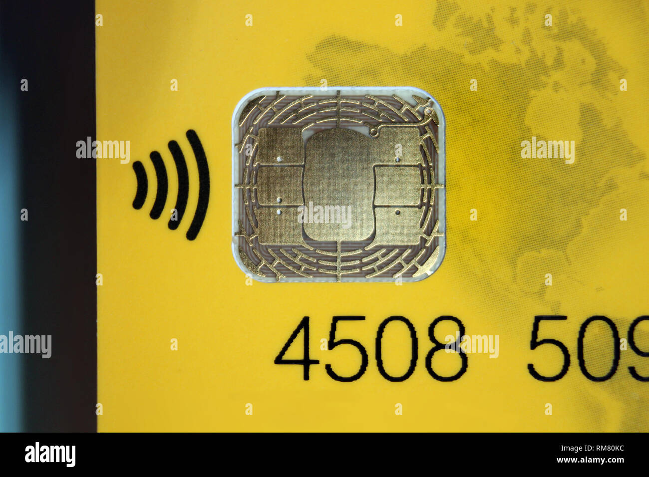 Credit debit card chip, close-up Stock Photo - Alamy