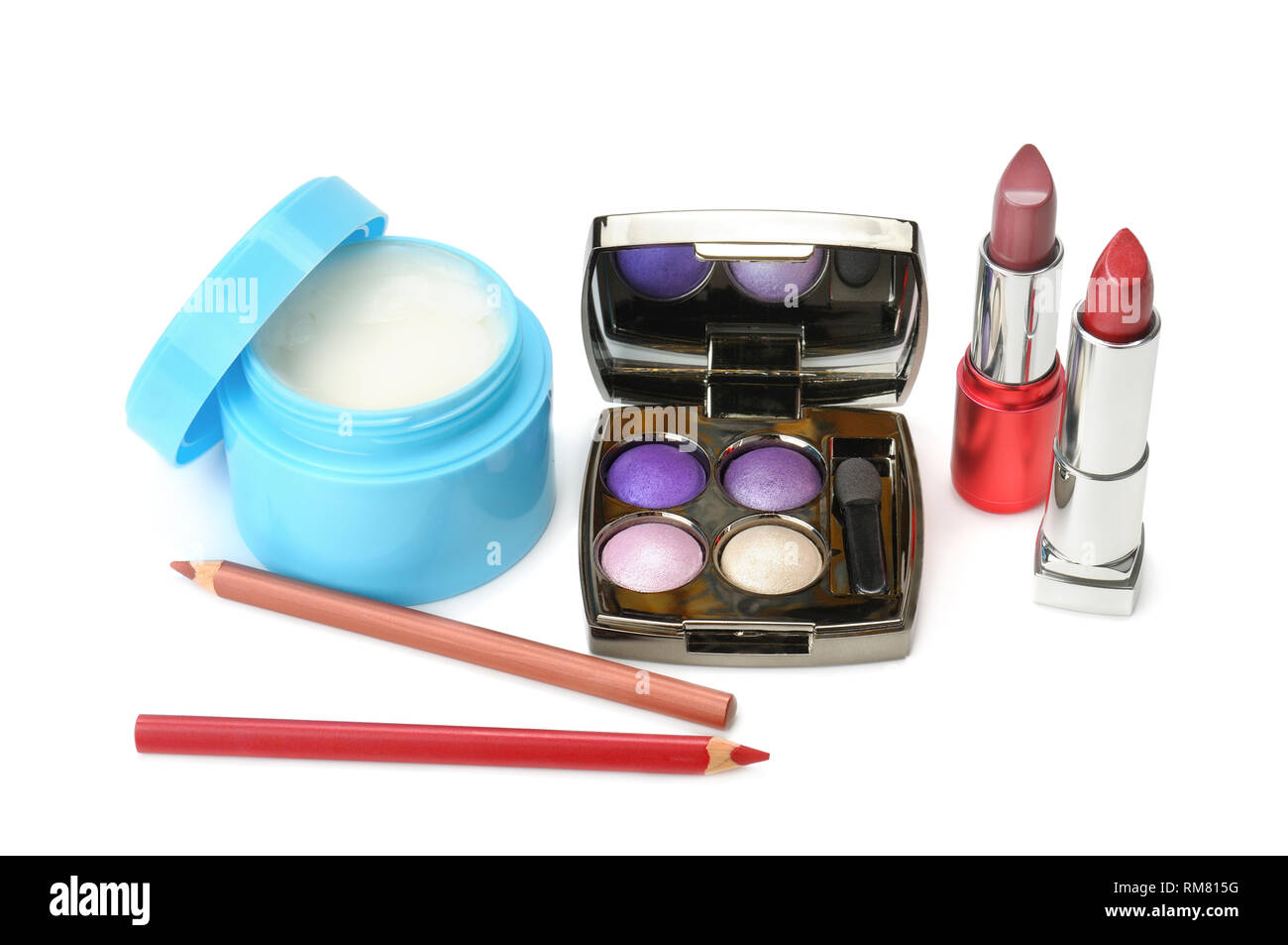 set of cosmetics isolated on a white background Stock Photo - Alamy