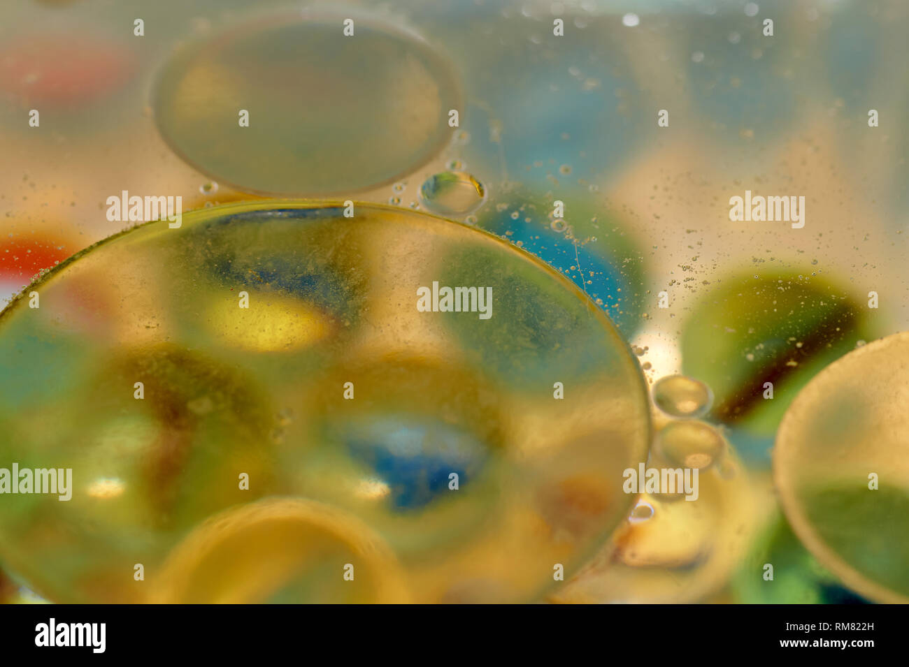 floating in the water abstract colorful, yellow oil drops Stock Photo ...