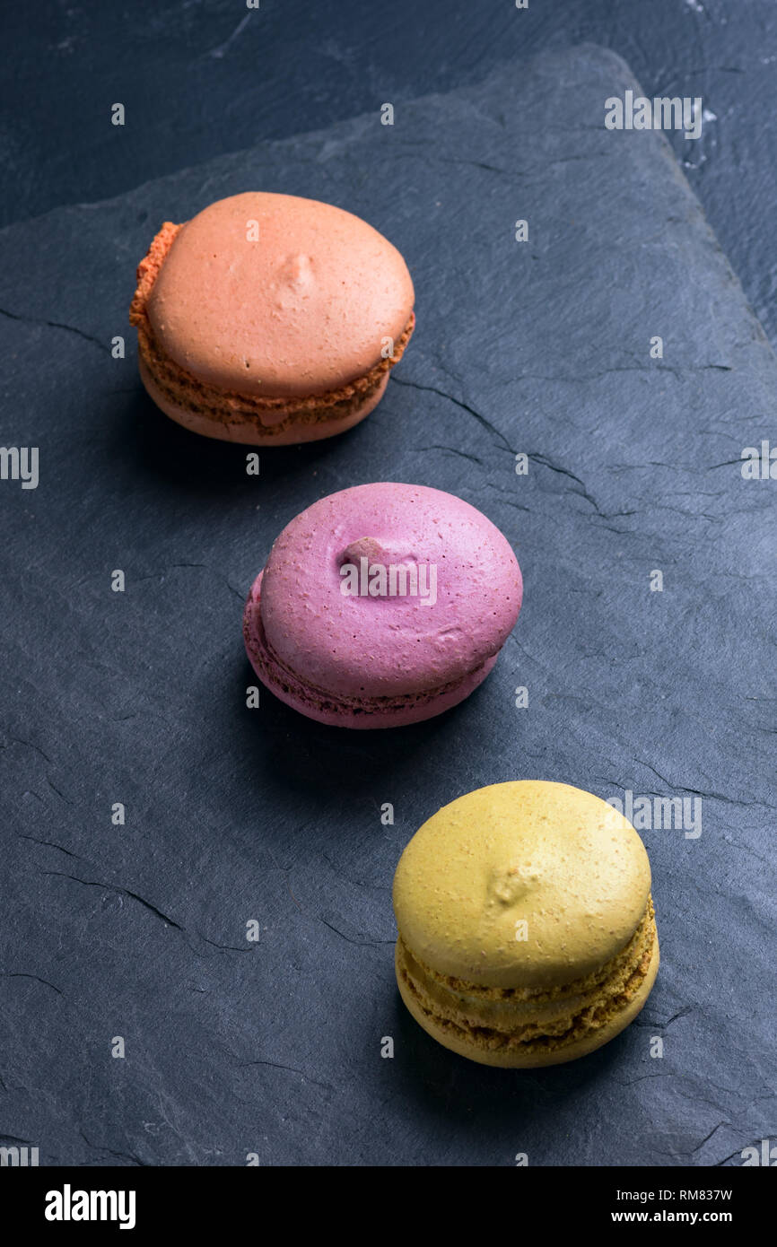 Set of many macaroni multicolored. Sweets invented in France. Food ...