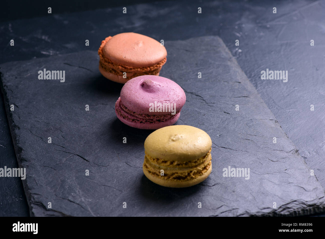 Set of many macaroni multicolored. Sweets invented in France. Food ...