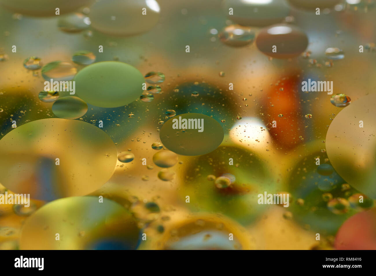 floating in the water abstract colorful, yellow oil drops Stock Photo ...