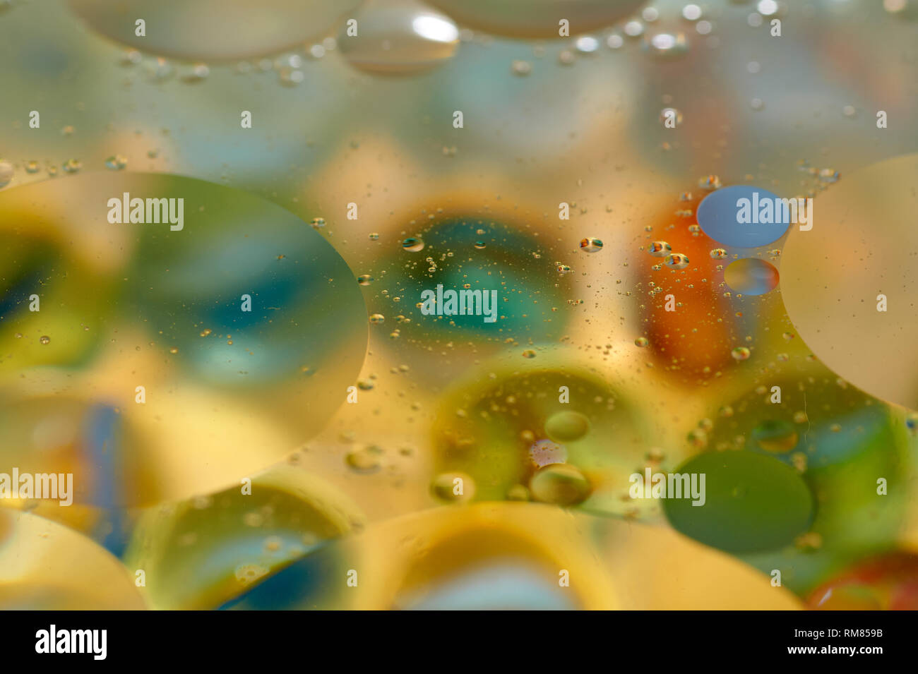 floating in the water abstract colorful, yellow oil drops Stock Photo ...