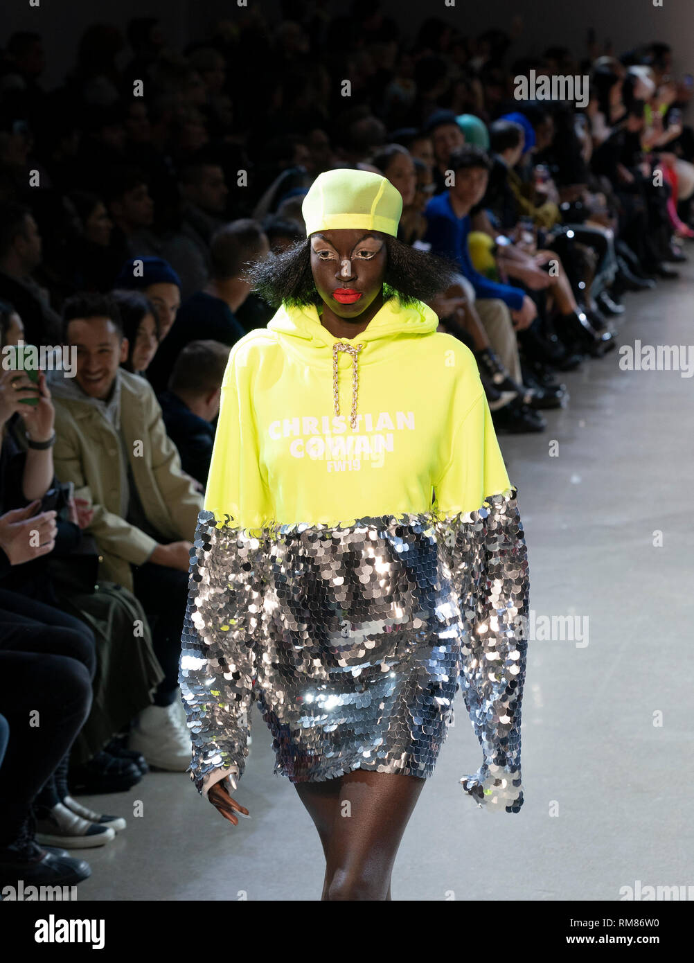 New York, United States. 12th Feb, 2019. Model walks runway for ...