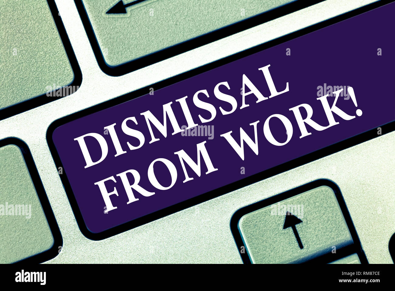 Text sign showing Dismissal From Work. Conceptual photo Terminated from ...