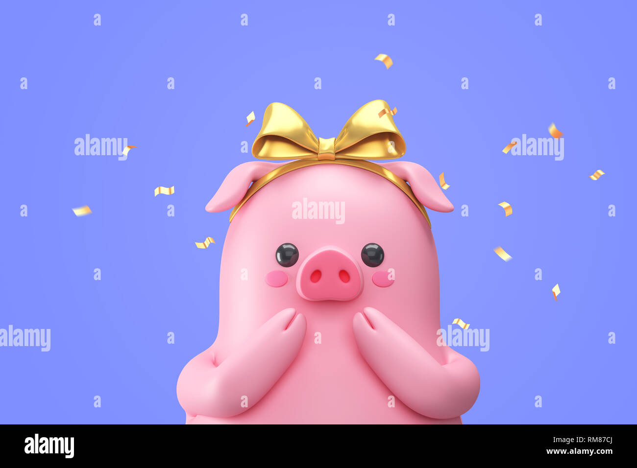 3D gold pig character, 2019 year of pig cartoon design. 019 Stock Photo ...