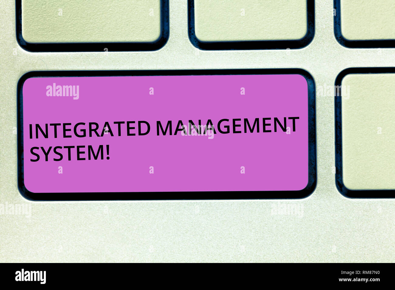 Handwriting text Integrated Management System. Concept meaning combines ...
