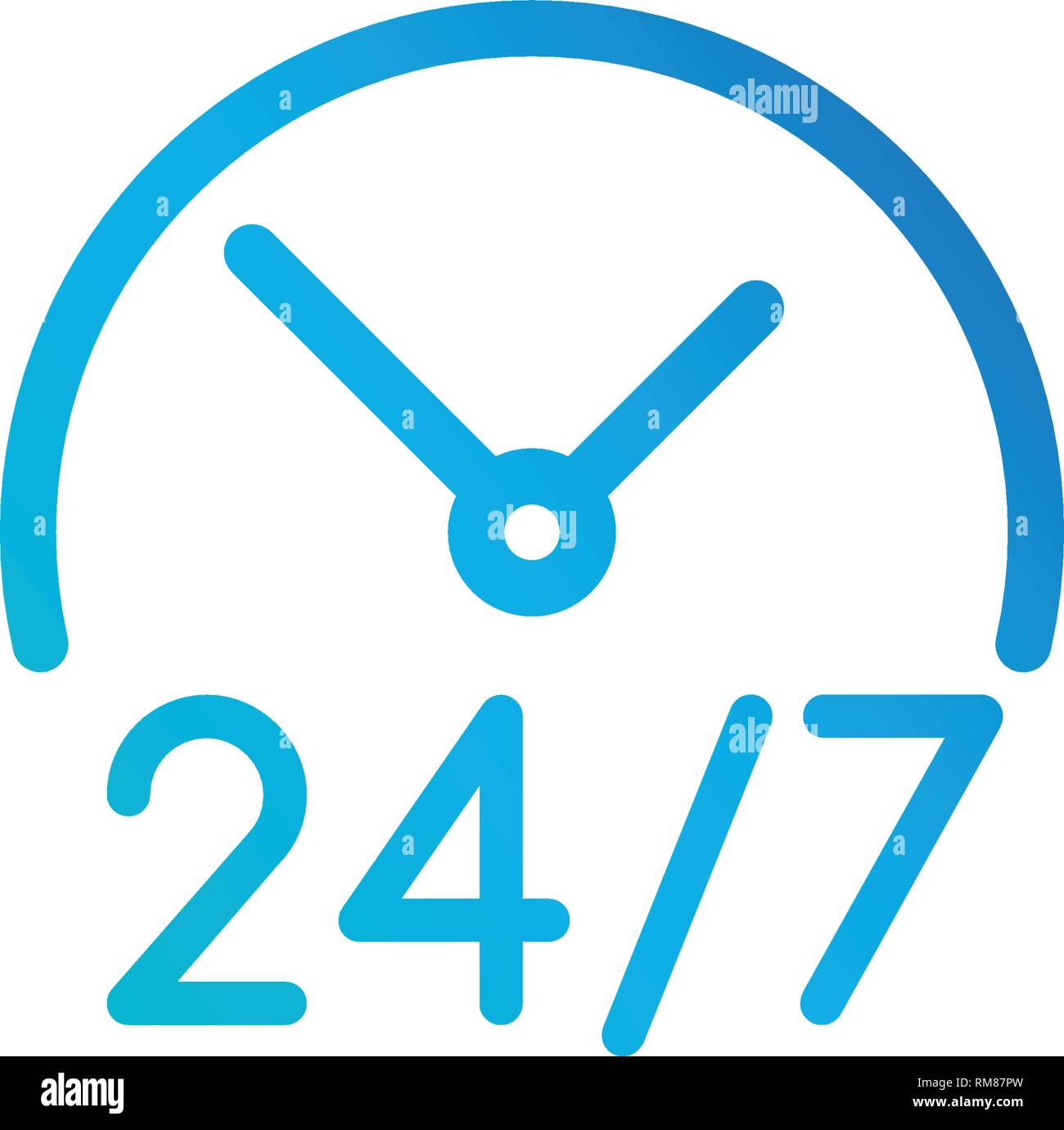 24 hours 7 days icon. Time clock icon vector illustration. Vector ...