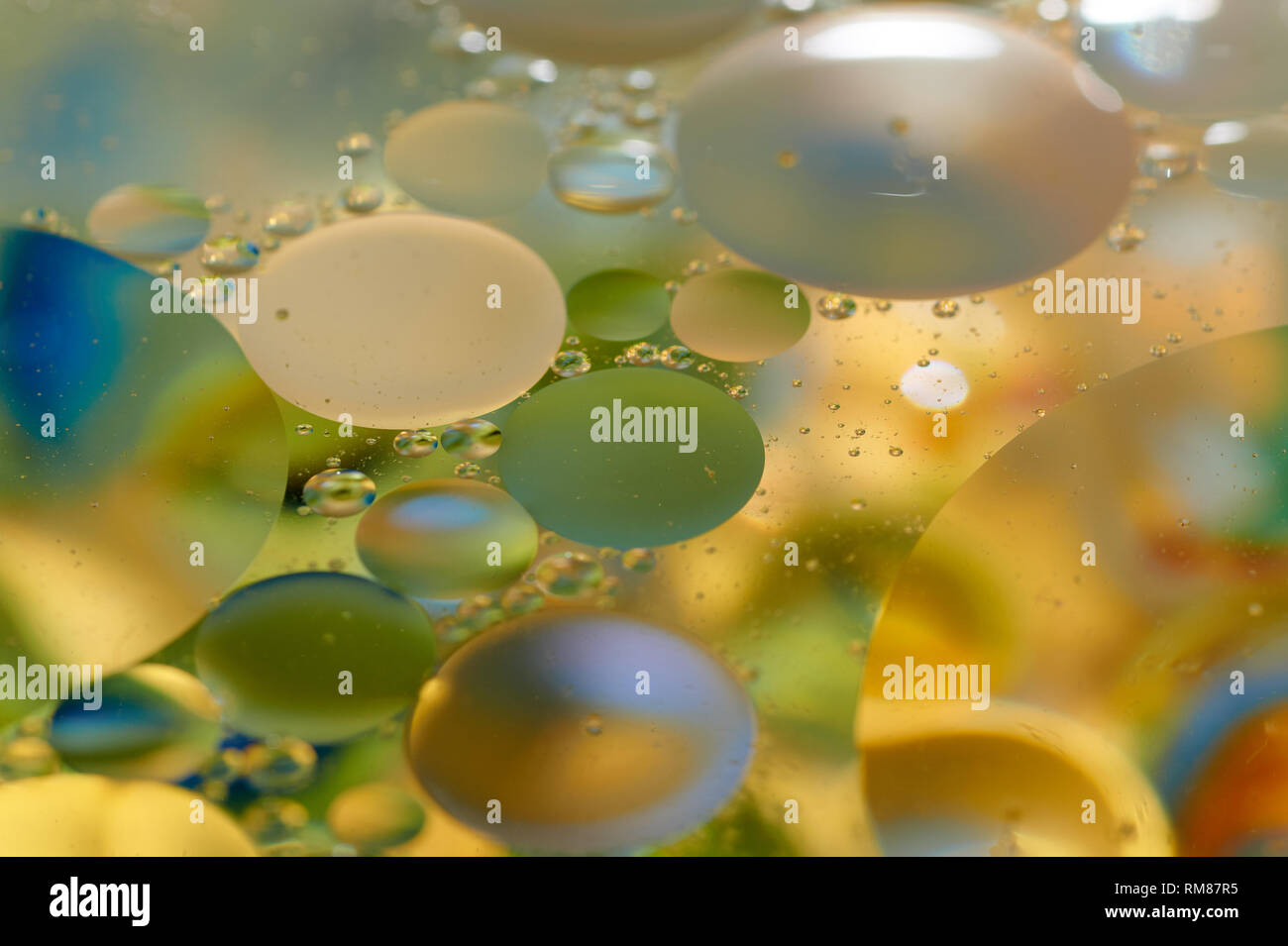 floating in the water abstract colorful, yellow oil drops Stock Photo ...