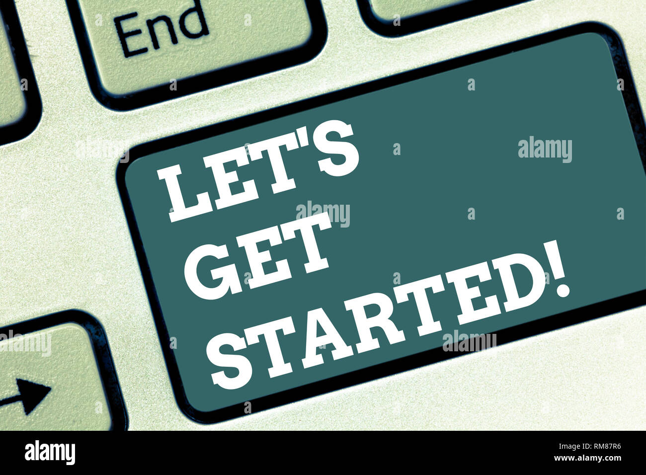 Writing note showing Let S Get Started. Business photo showcasing ...