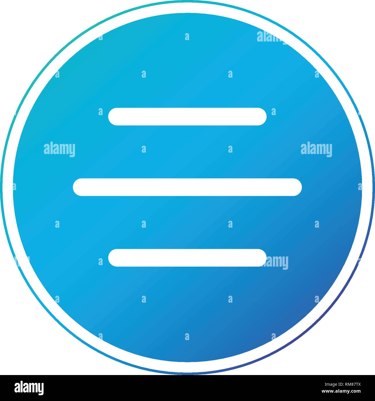 Hamburger Menu Circle Icon or button for web, Vector illustration ...