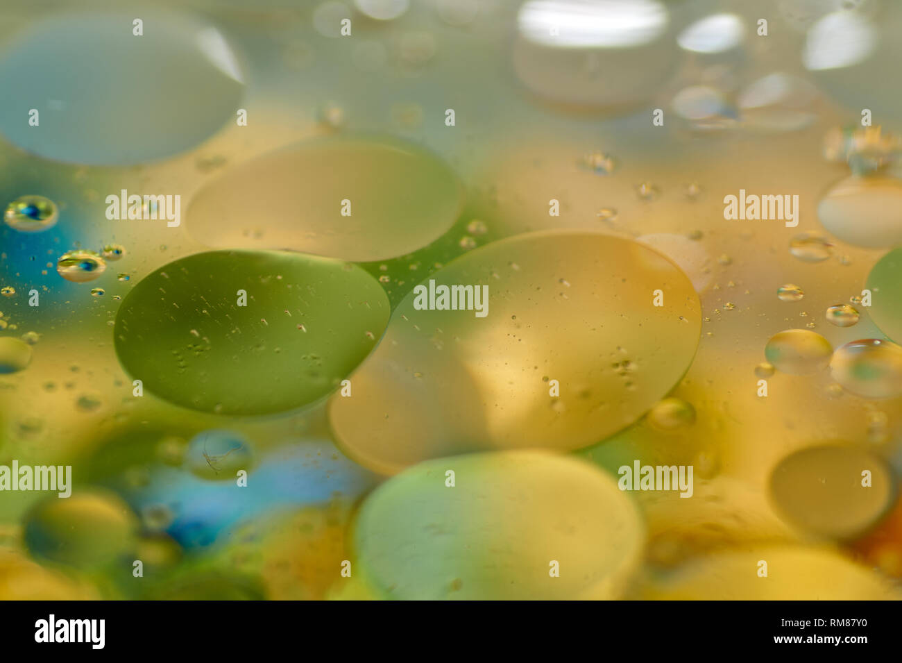 floating in the water abstract colorful, yellow oil drops Stock Photo ...