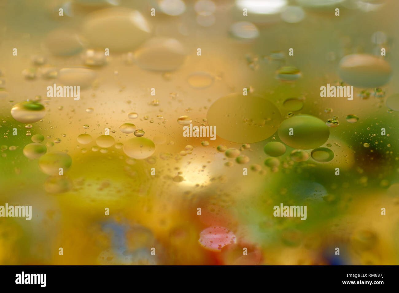 floating in the water abstract colorful, yellow oil drops Stock Photo ...