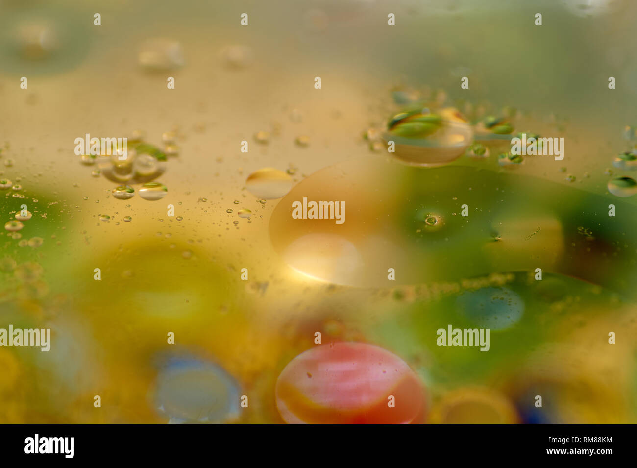 floating in the water abstract colorful, yellow oil drops Stock Photo ...