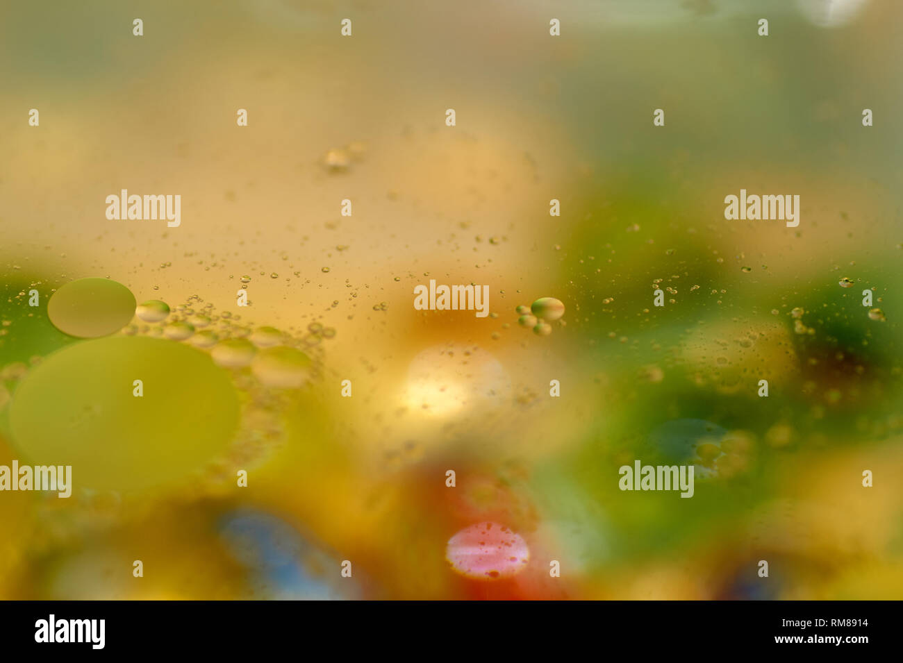 floating in the water abstract colorful, yellow oil drops Stock Photo ...