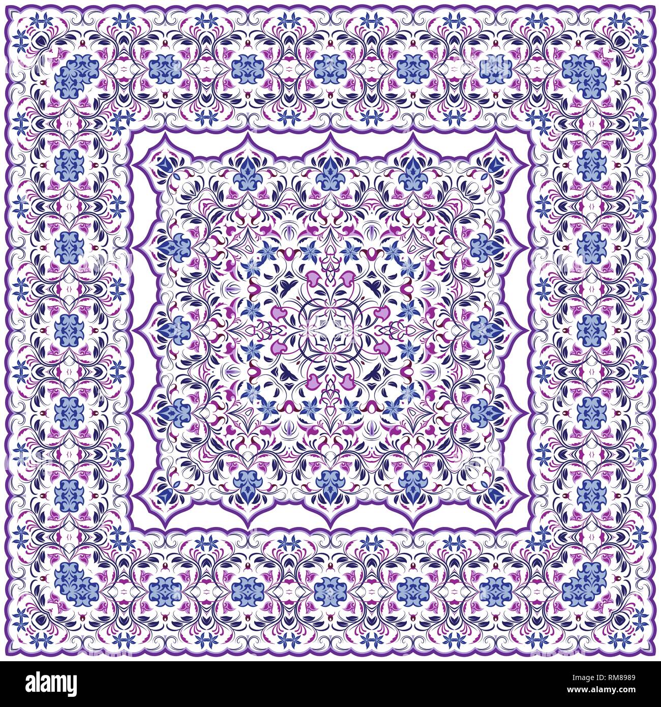 Square arabic pattern for the silk scarf, scarf, printing factory ...