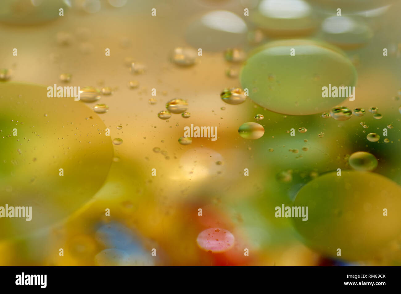floating in the water abstract colorful, yellow oil drops Stock Photo ...