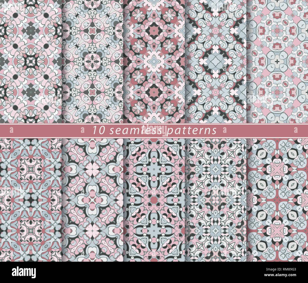 Ten seamless patterns in Oriental style. Eastern ornaments for design ...