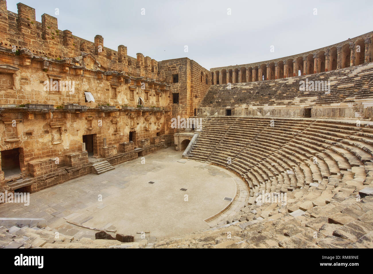 Ancient amphitheater Aspendos in Antalya, Turkey. stock image Stock ...