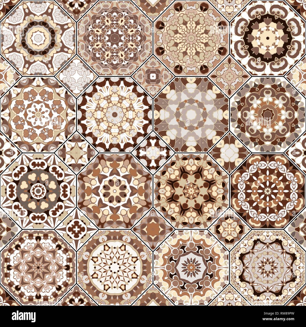 Set of octagonal and square ornaments. Decorative and design elements ...