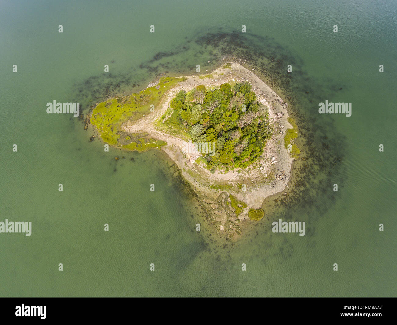 Button Island aerial view in Hingham Harbor near Boston, Massachusetts ...