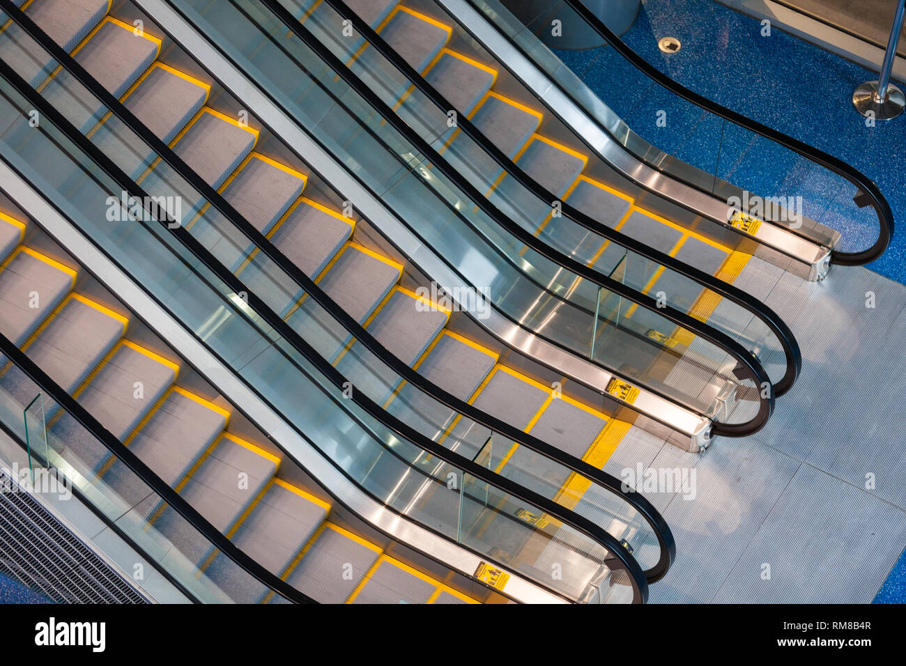 Triple escalator to the exhibition space of the Vancouver Convention ...