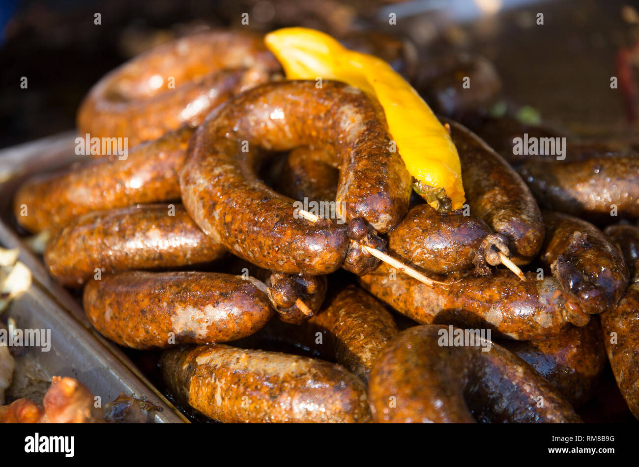 Closeup of traditional hungarian meat foodish name is hurka Stock Photo ...