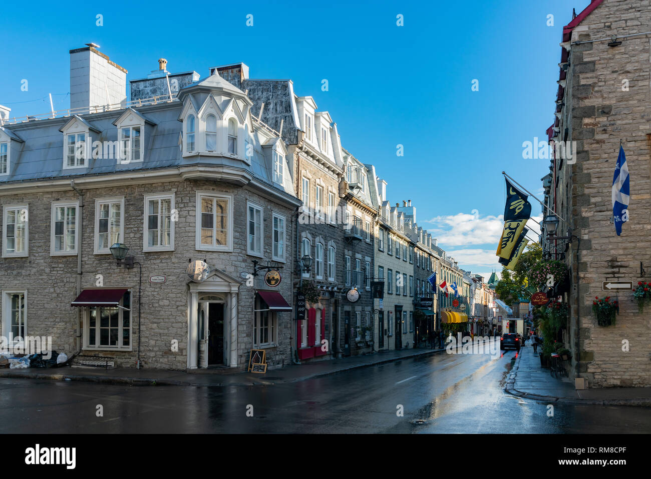 Quebec, OCT 3: Morning view of some beautiful buildings around Rue ...