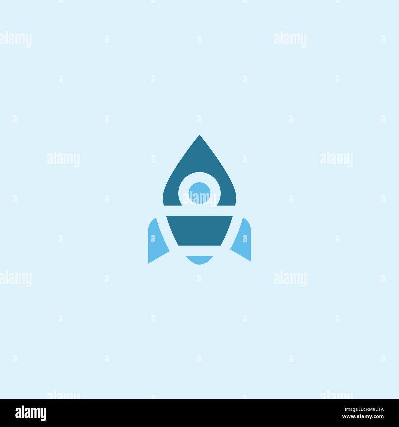 Rocket ship logo isolated. Simple flat icon. Vector illustration with ...